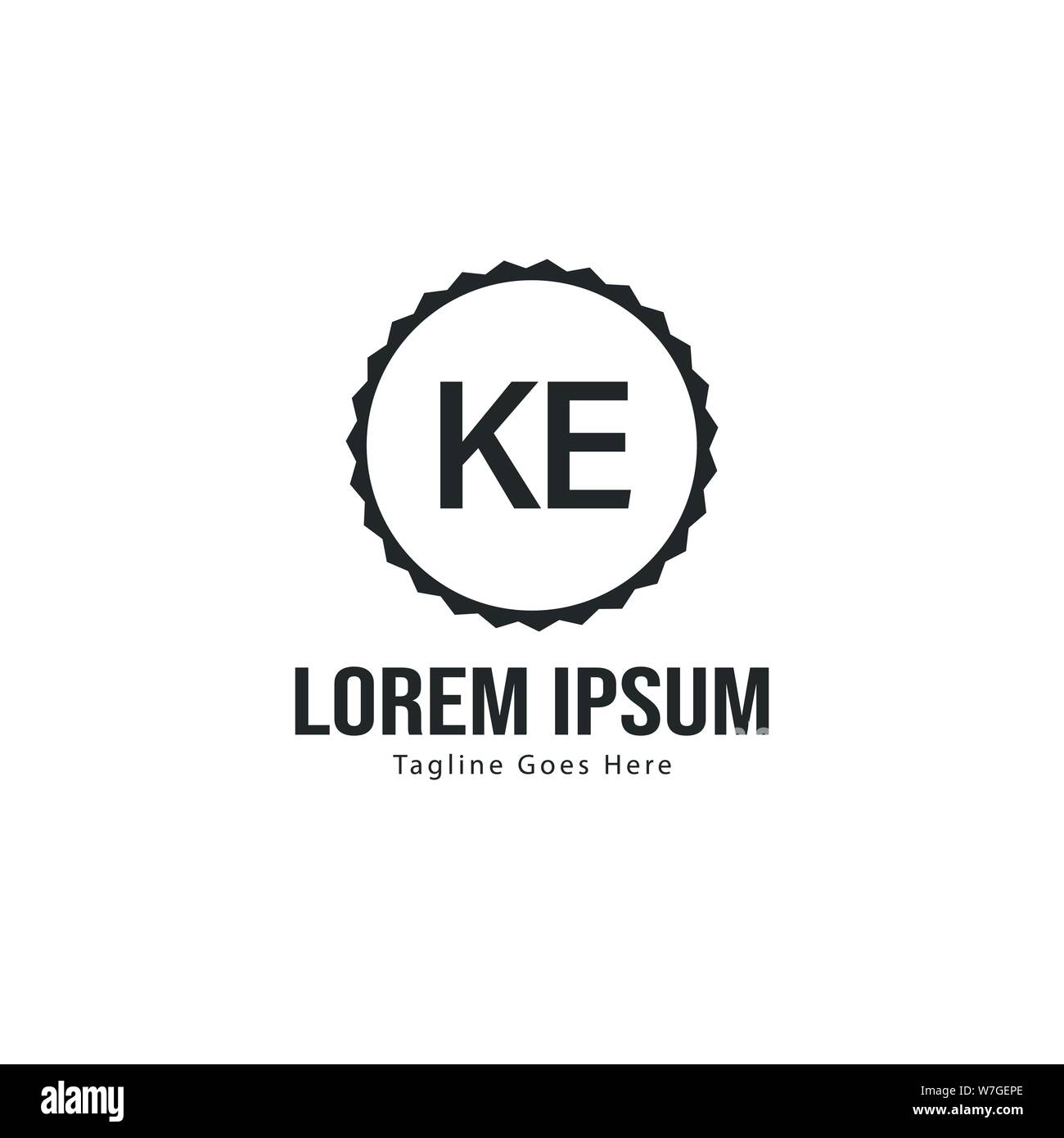 Initial KE logo template with modern frame. Minimalist KE letter logo ...