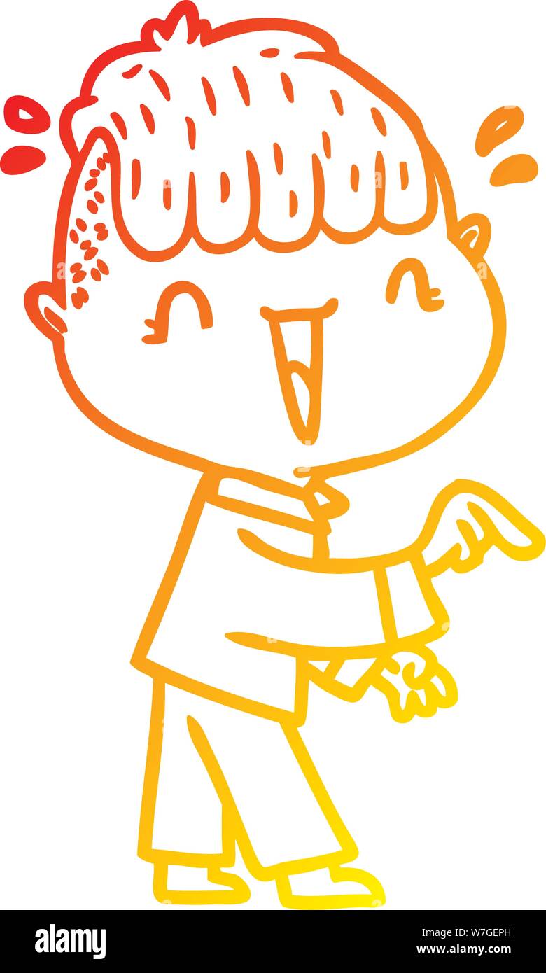 warm gradient line drawing of a cartoon happy boy surprised Stock ...