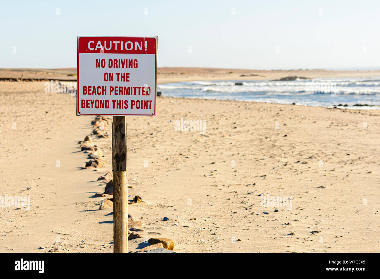 Sign saying "Caution! No driving on the beach permitted beyond this ...