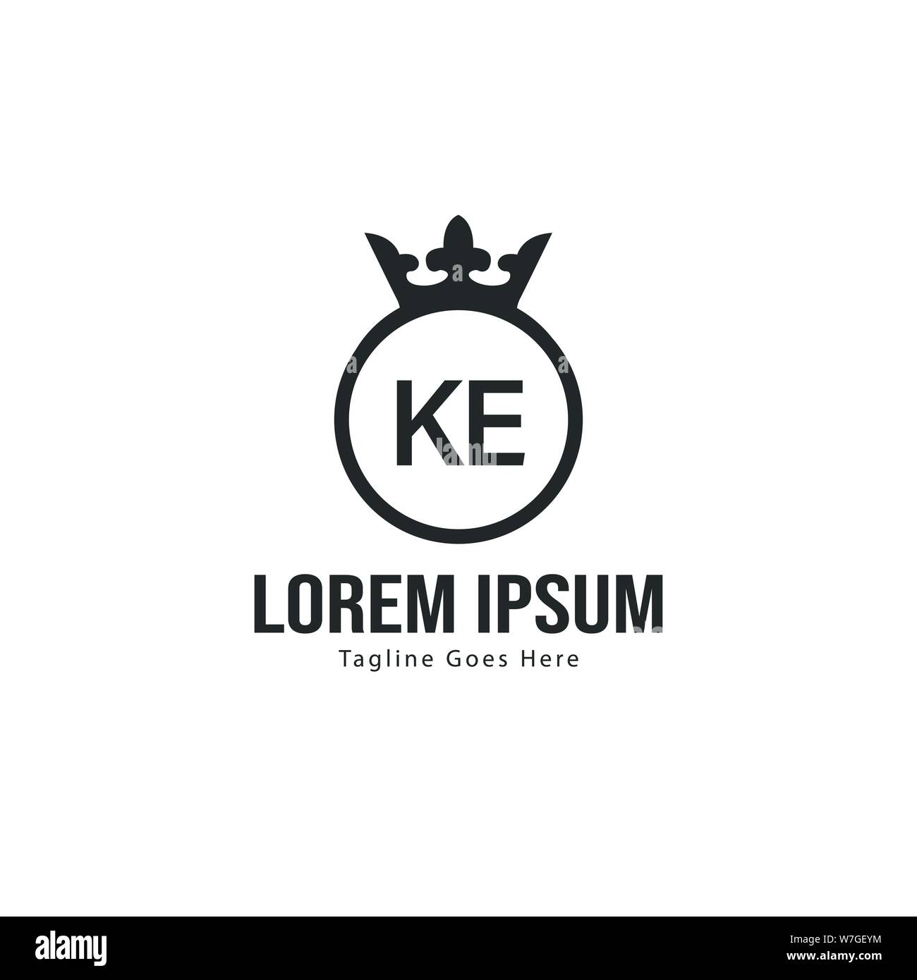 Initial KE logo template with modern frame. Minimalist KE letter logo ...