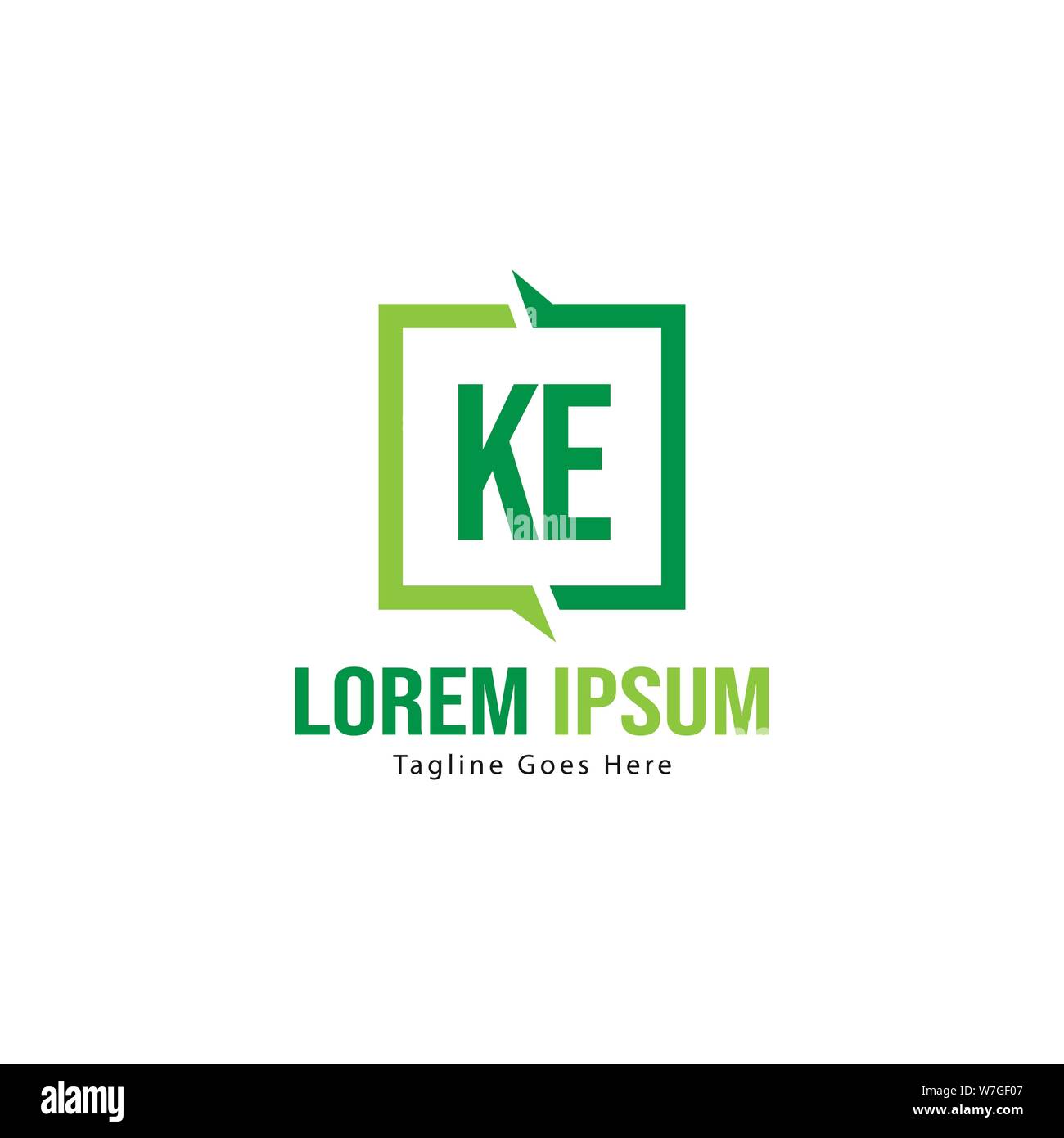 Initial KE logo template with modern frame. Minimalist KE letter logo ...