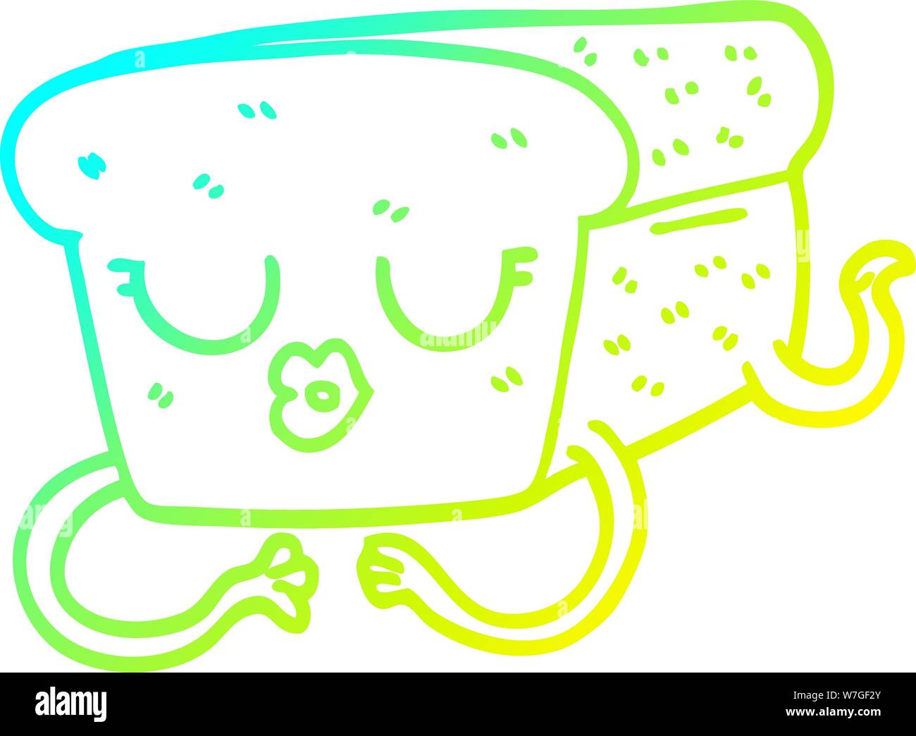 cold gradient line drawing of a cartoon loaf of bread Stock Vector ...