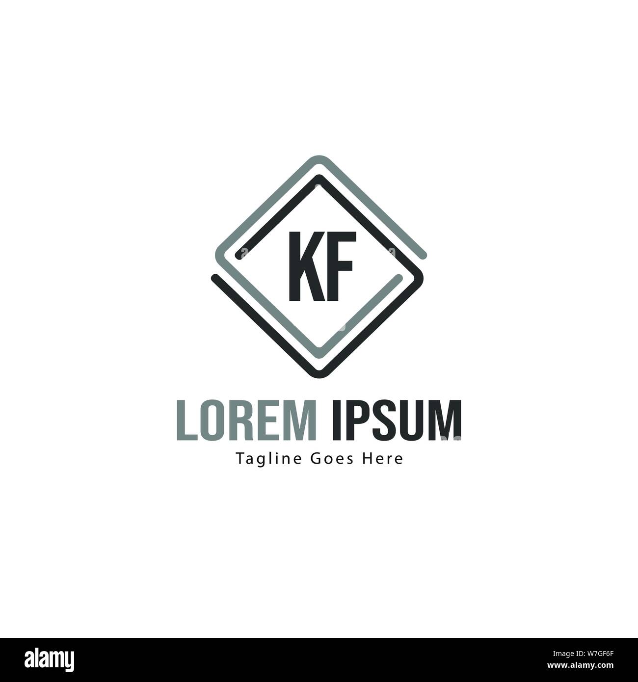 Initial KF logo template with modern frame. Minimalist KF letter logo ...
