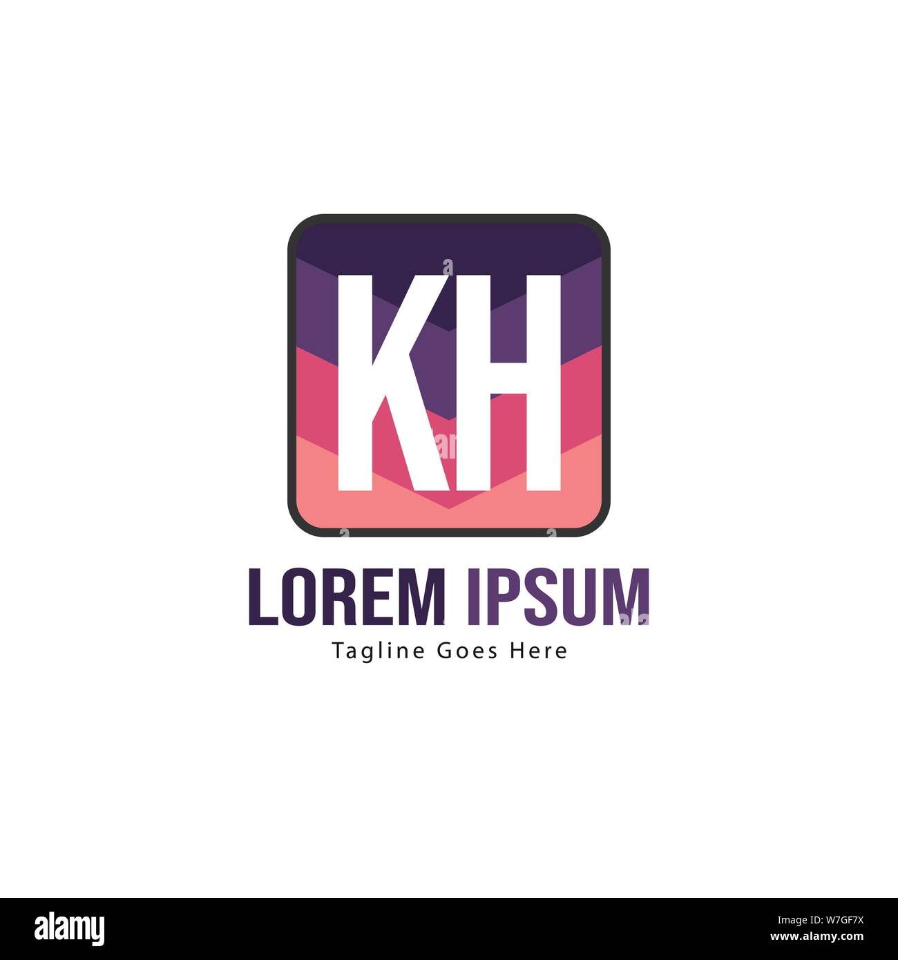 Initial KH logo template with modern frame. Minimalist KH letter logo ...