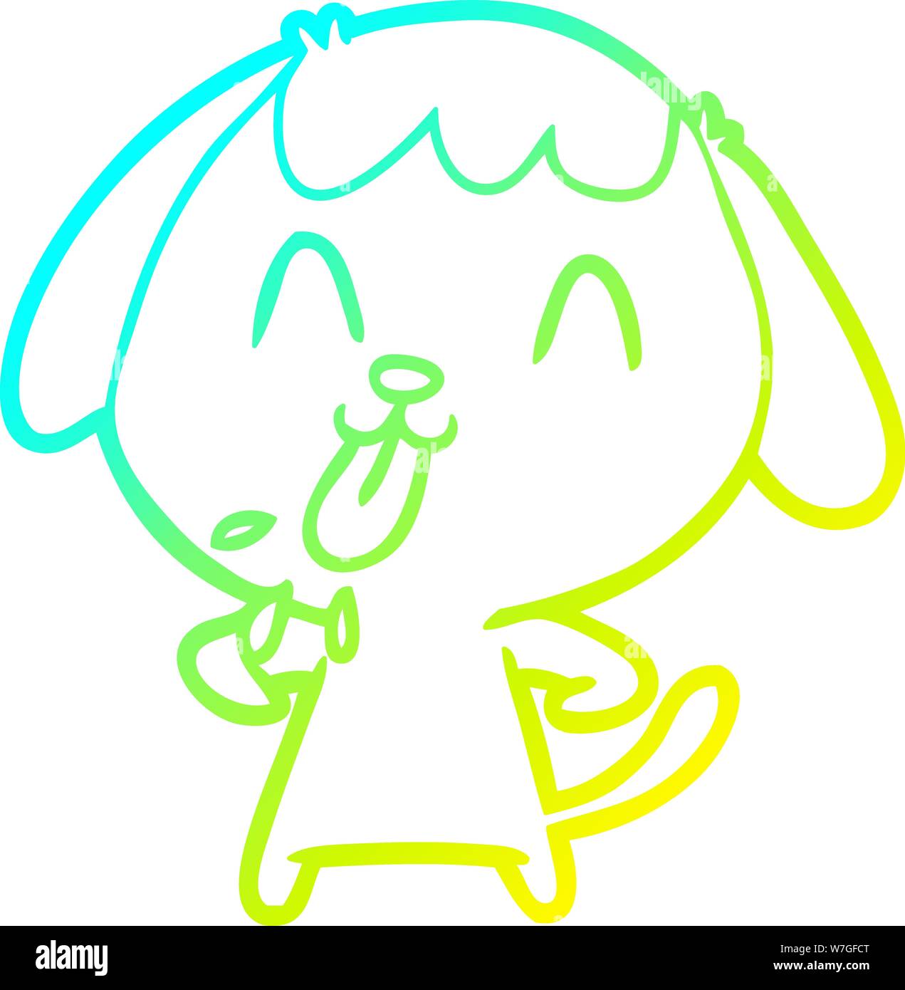 cold gradient line drawing of a cute cartoon dog Stock Vector Image ...