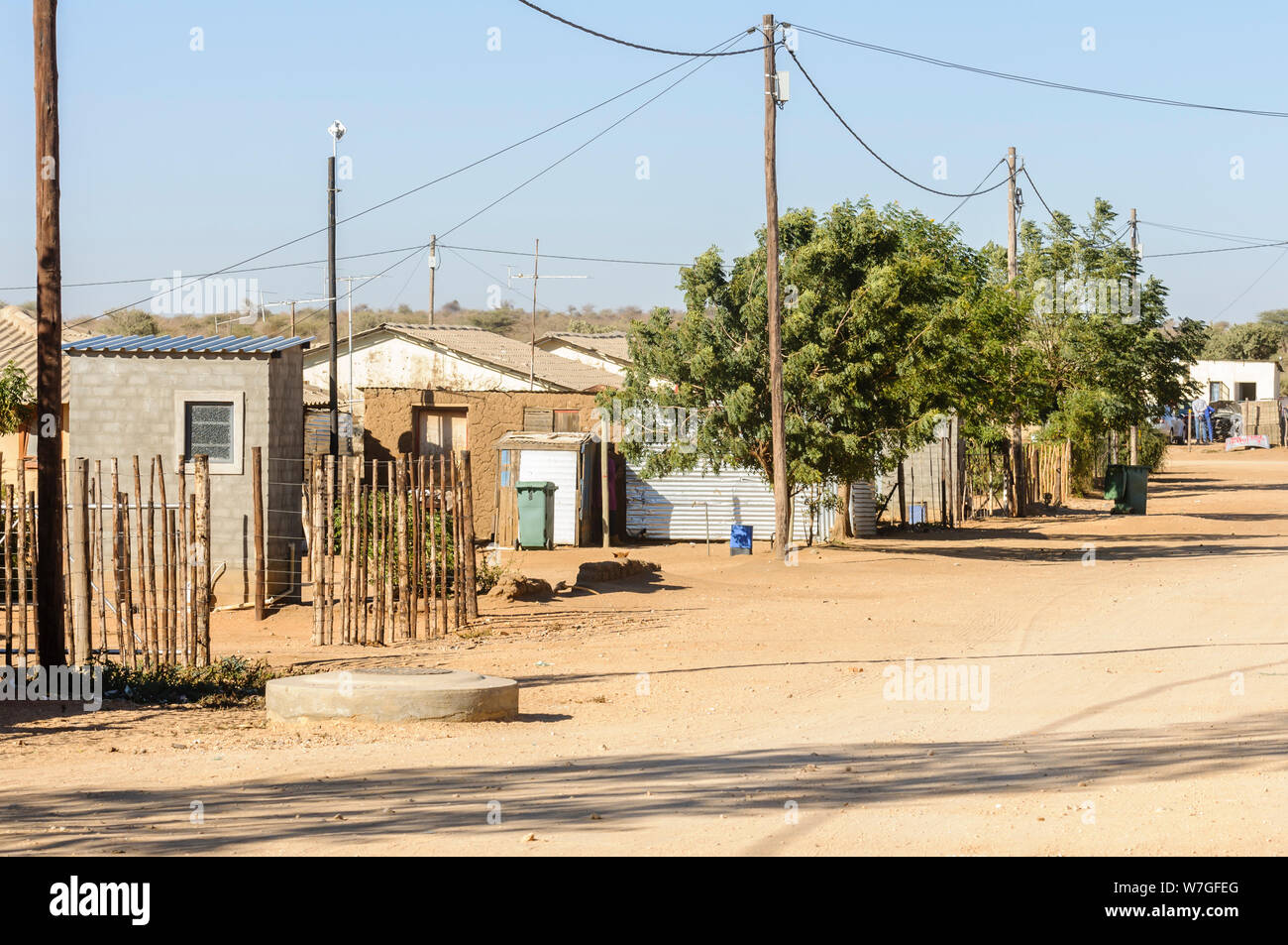 Homes and outside toilets in the township at Otjiwarongo, Namibia Stock ...