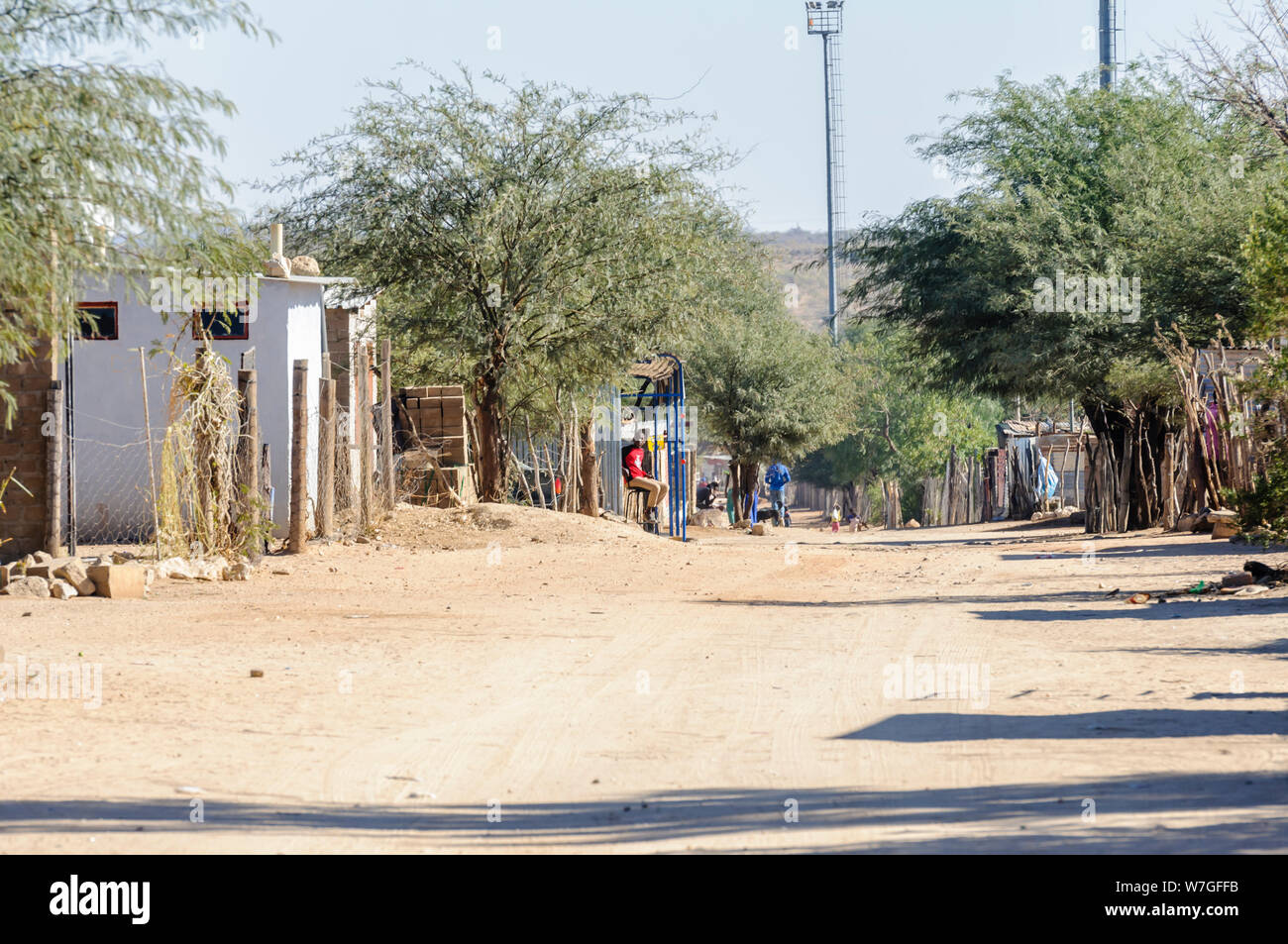 Homes and outside toilets in the township at Otjiwarongo, Namibia Stock ...