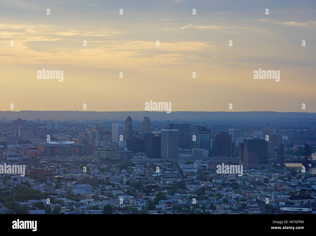 NEWARK, NJ -28 JUL 2019- Aerial view of the city of Newark, the largest ...