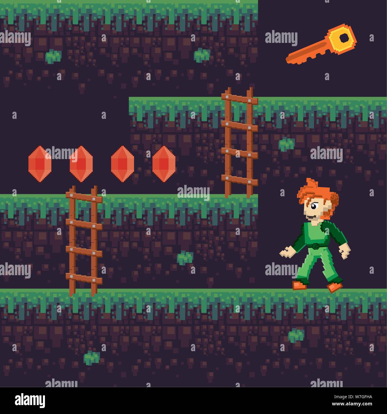 Retro videogame pixelated scenery Stock Vector Image & Art - Alamy