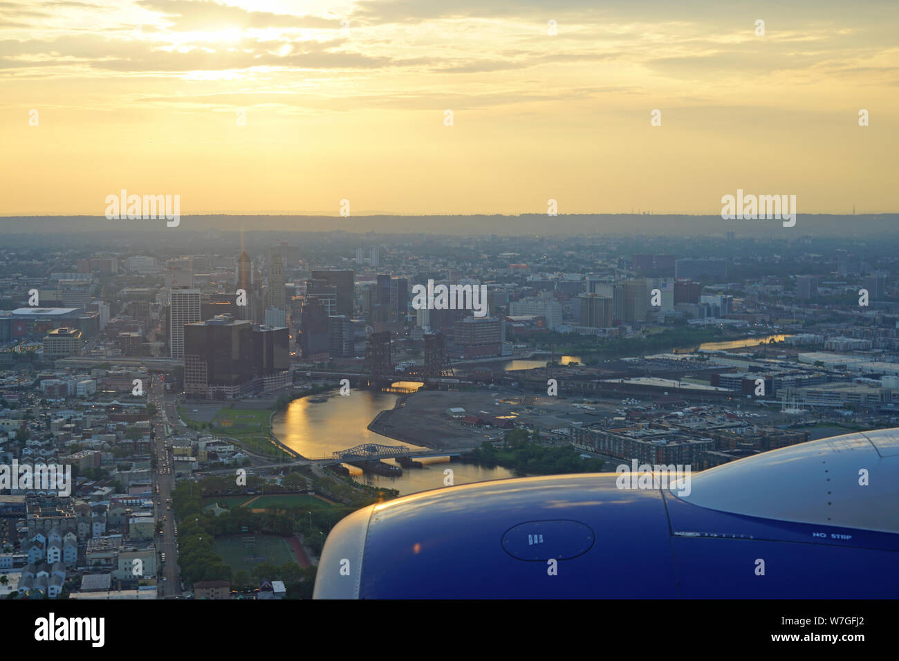 NEWARK, NJ -28 JUL 2019- Aerial view of the city of Newark, the largest ...