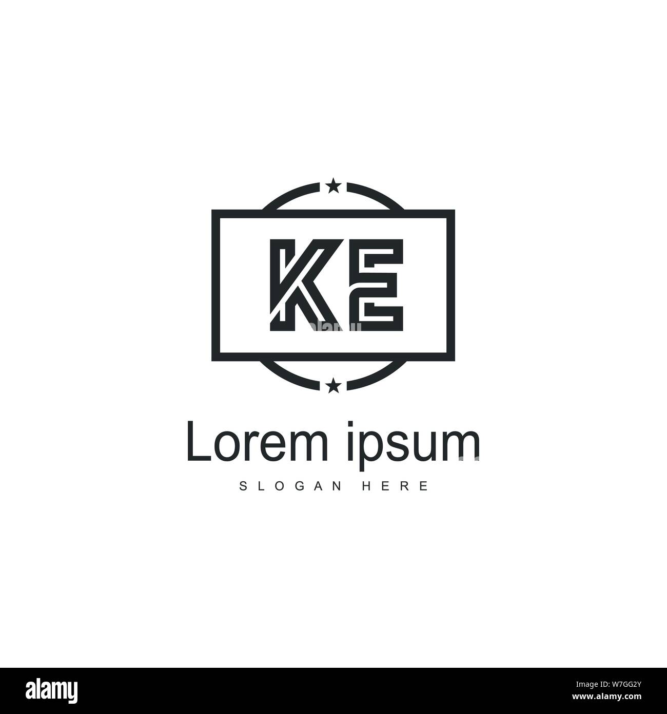 Initial KE logo template with modern frame. Minimalist KE letter logo ...