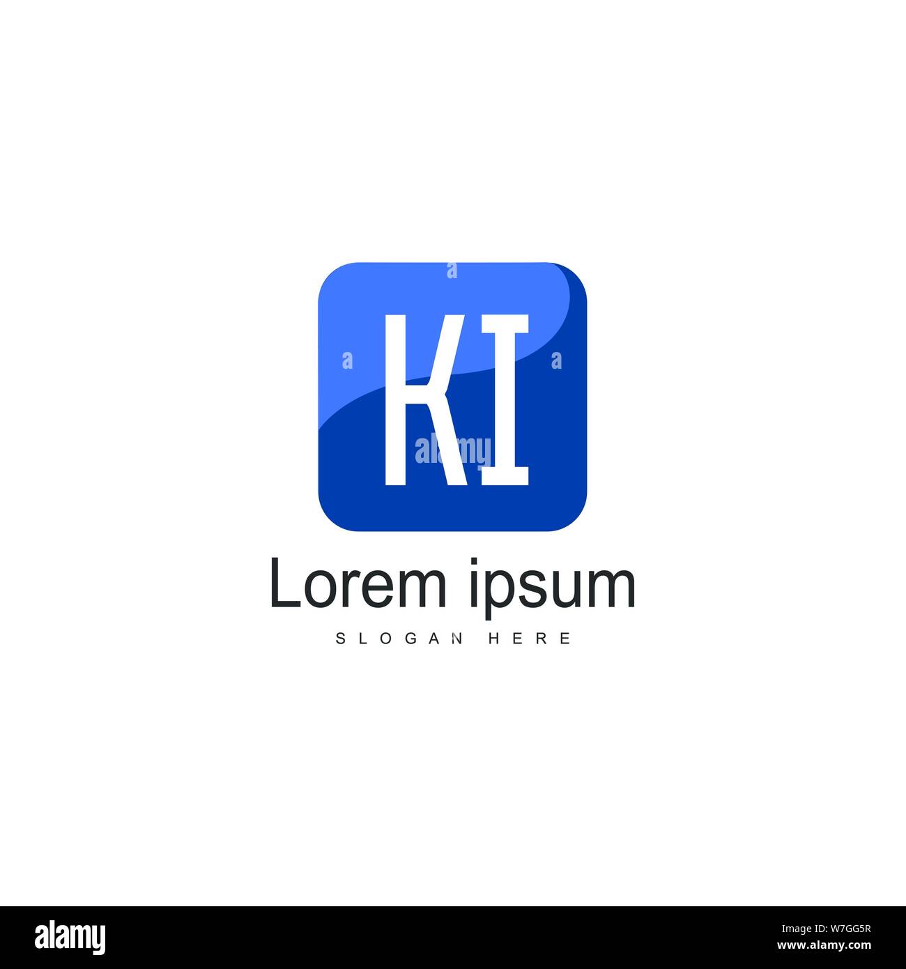 Initial KI logo template with modern frame. Minimalist KI letter logo ...