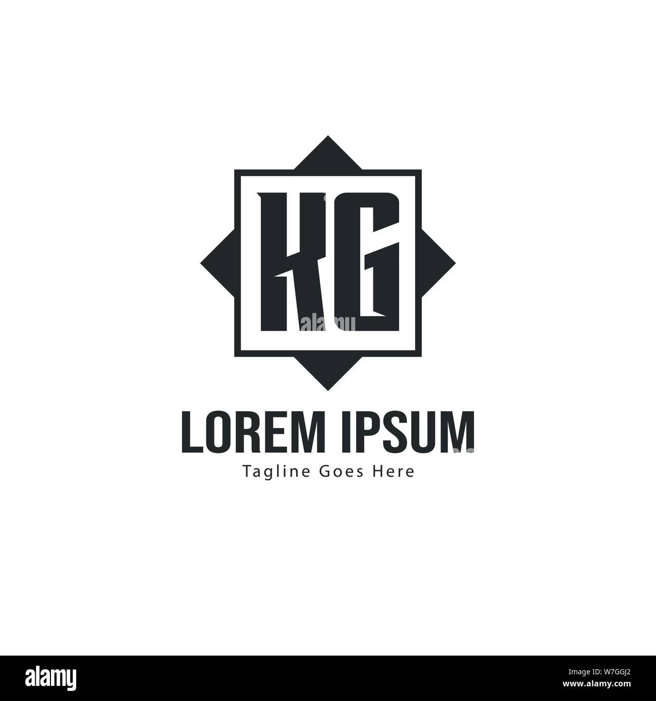 Initial KG logo template with modern frame. Minimalist KG letter logo ...
