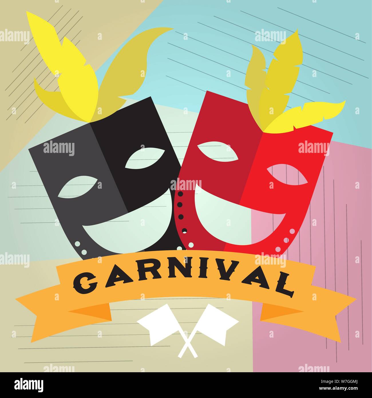Colored carnival poster with a theater masks - Vector Stock Vector ...