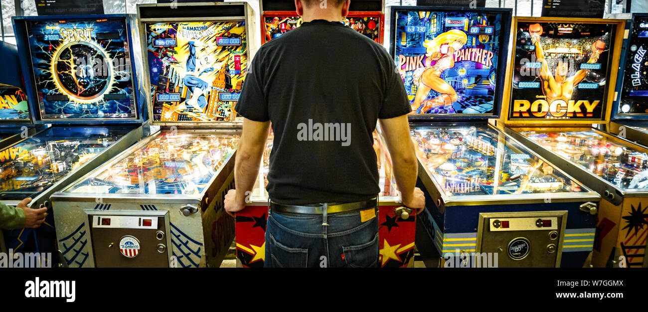 Budapest, Hungary - March 25, 2018: Pinball game museum. Pinball ...