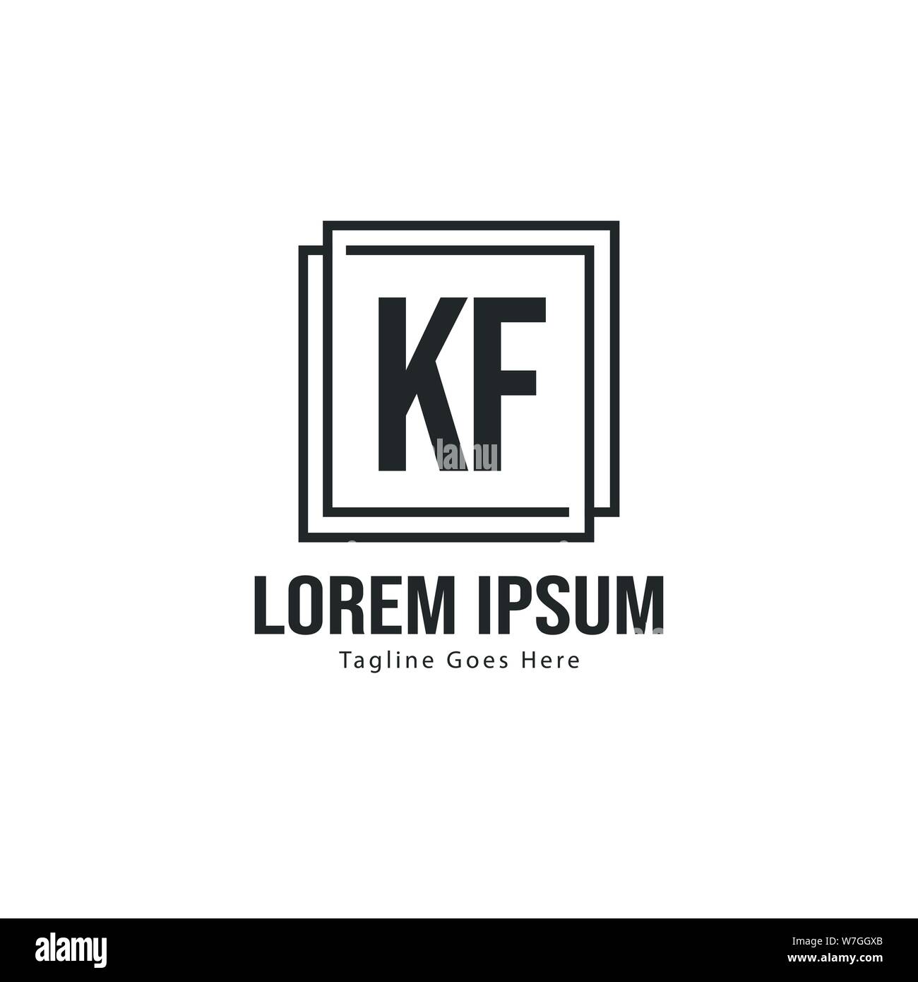 Initial KF logo template with modern frame. Minimalist KF letter logo ...