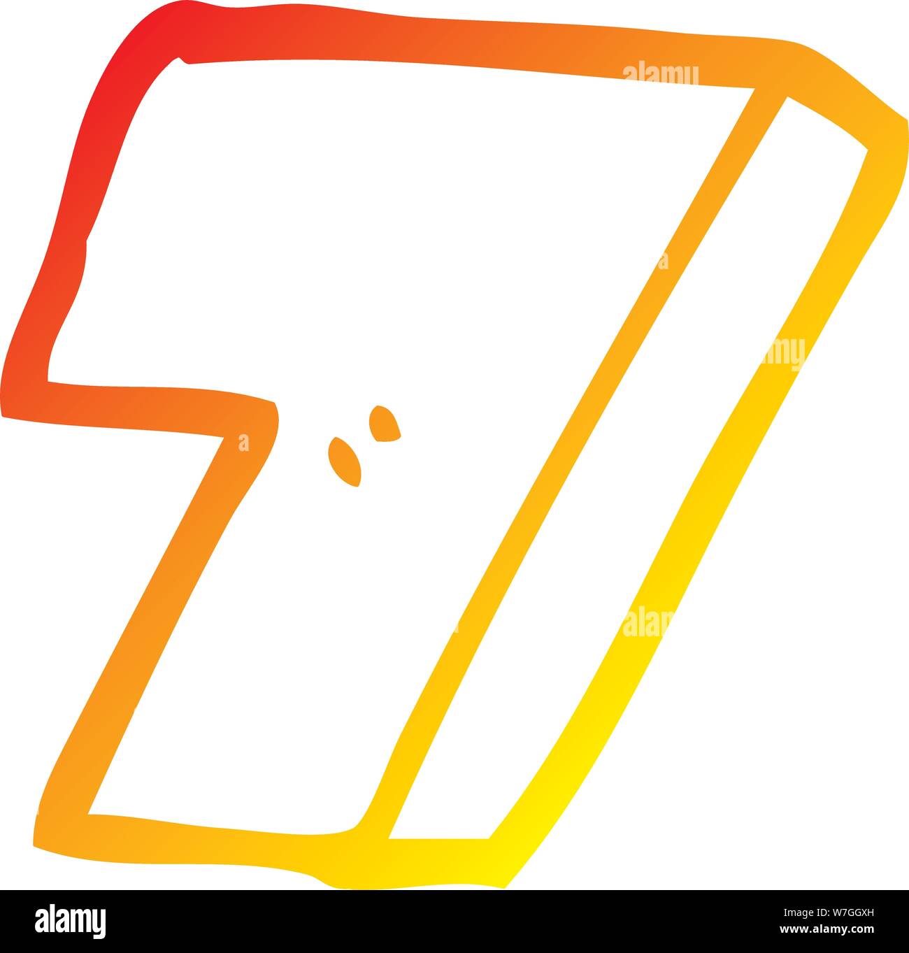 warm gradient line drawing of a cartoon number seven Stock Vector Image ...