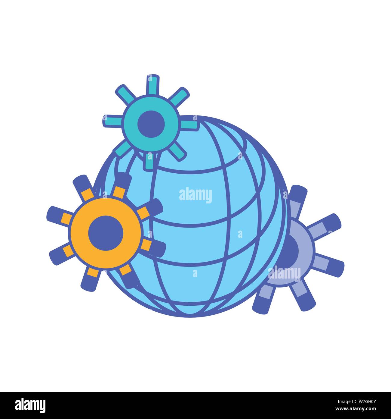 sphere browser technology with gear pinions vector illustration design ...