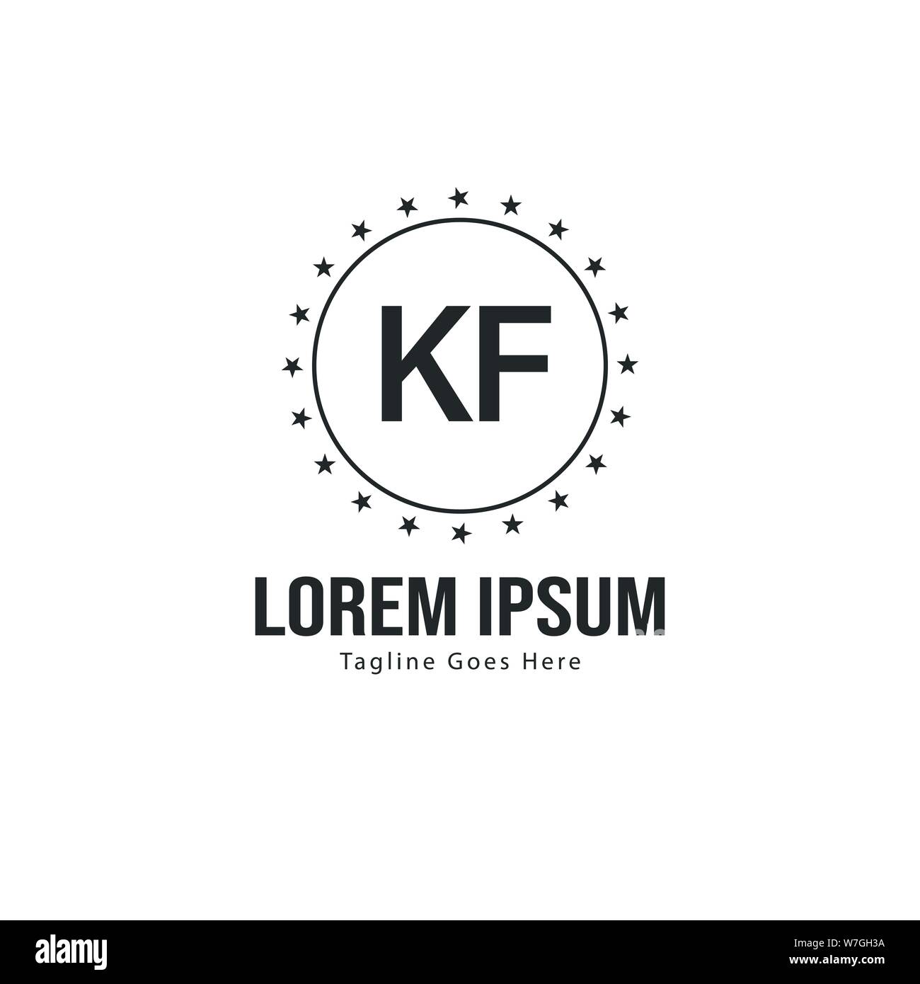 Initial KF logo template with modern frame. Minimalist KF letter logo ...