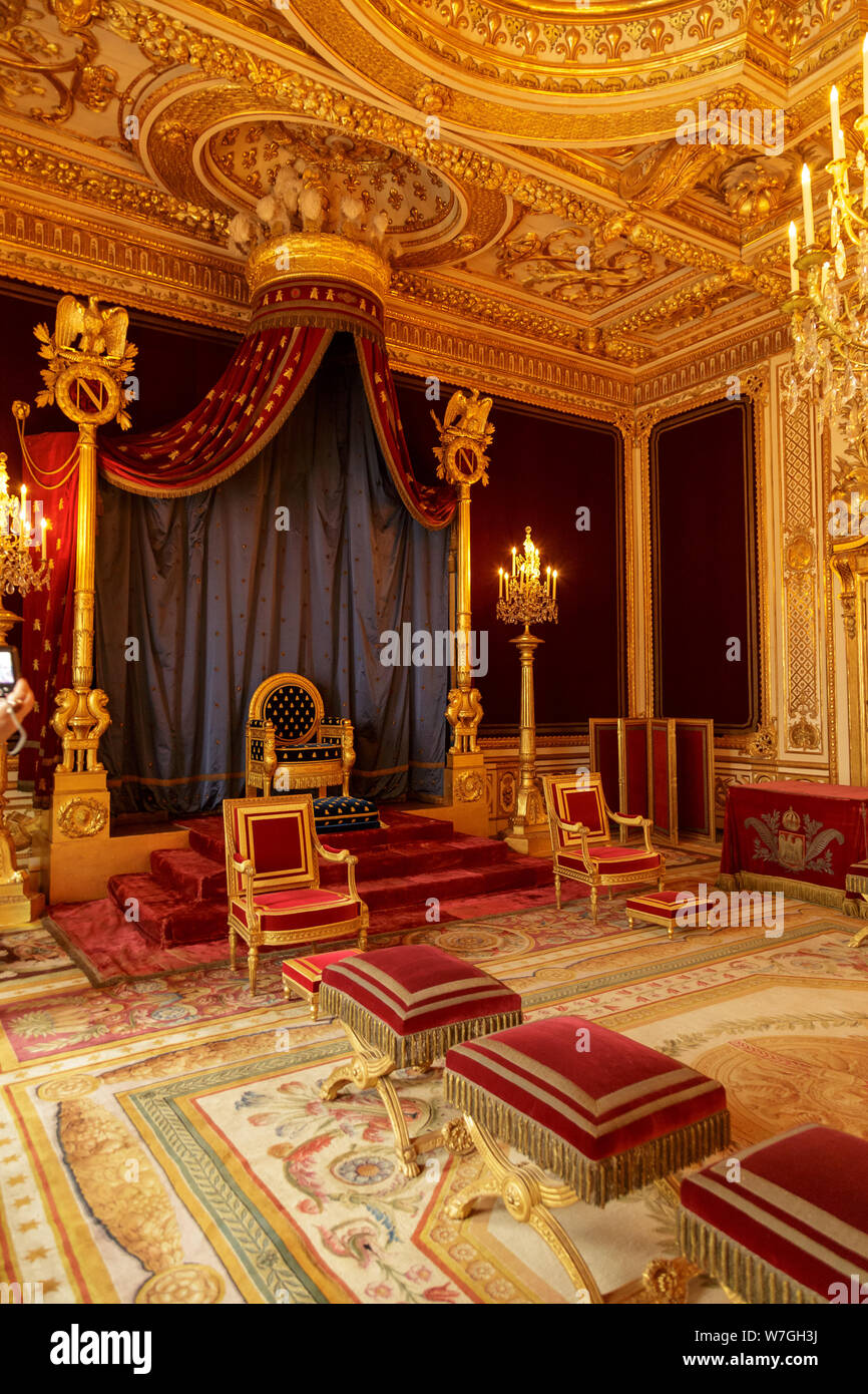 Paris, France, March 31, 2017: Fontainebleau Palace interiors. The ...