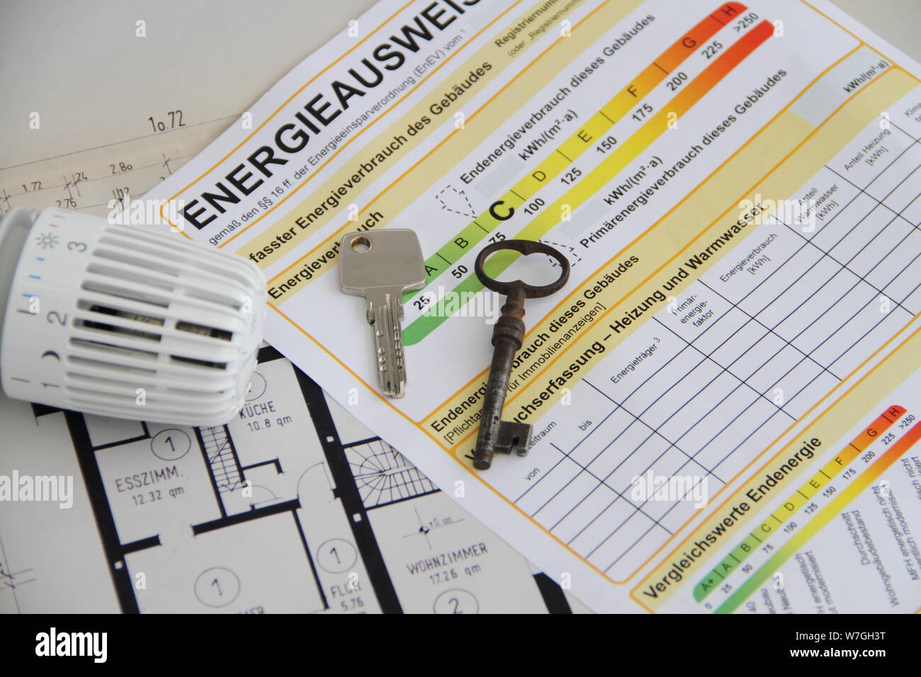 Energy label with heating thermostat Stock Photo - Alamy