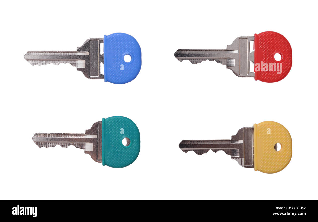 four keys in colorful caps Stock Photo - Alamy