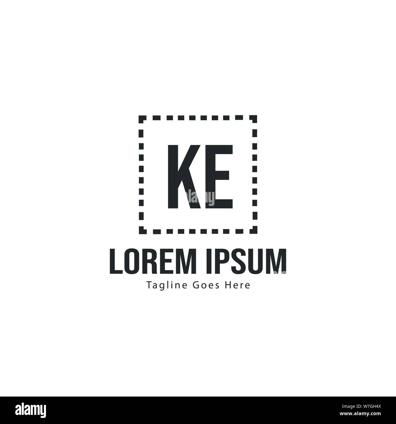 Initial KE logo template with modern frame. Minimalist KE letter logo ...