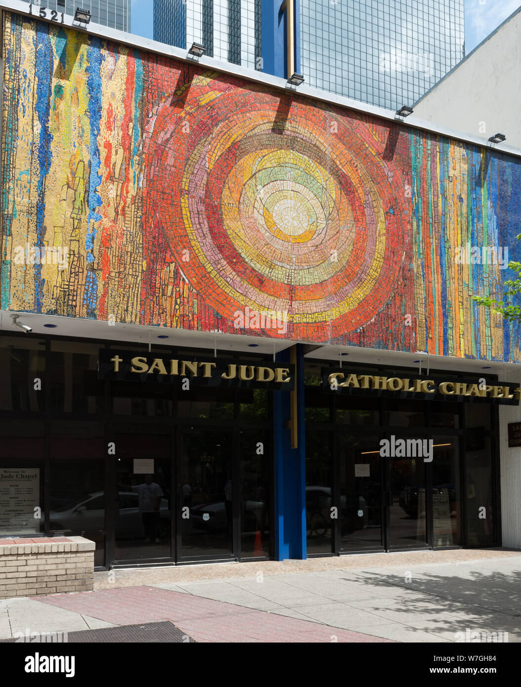 Artwork above the doorway to St. Jude Catholic Chapel, a downtown ...