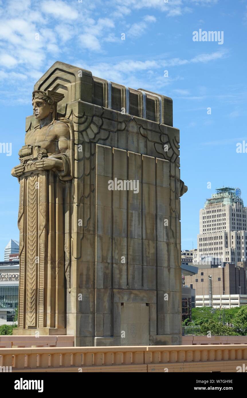 CLEVELAND, OH -23 JUN 2019- View of the Hope Memorial Bridge (Lorain ...