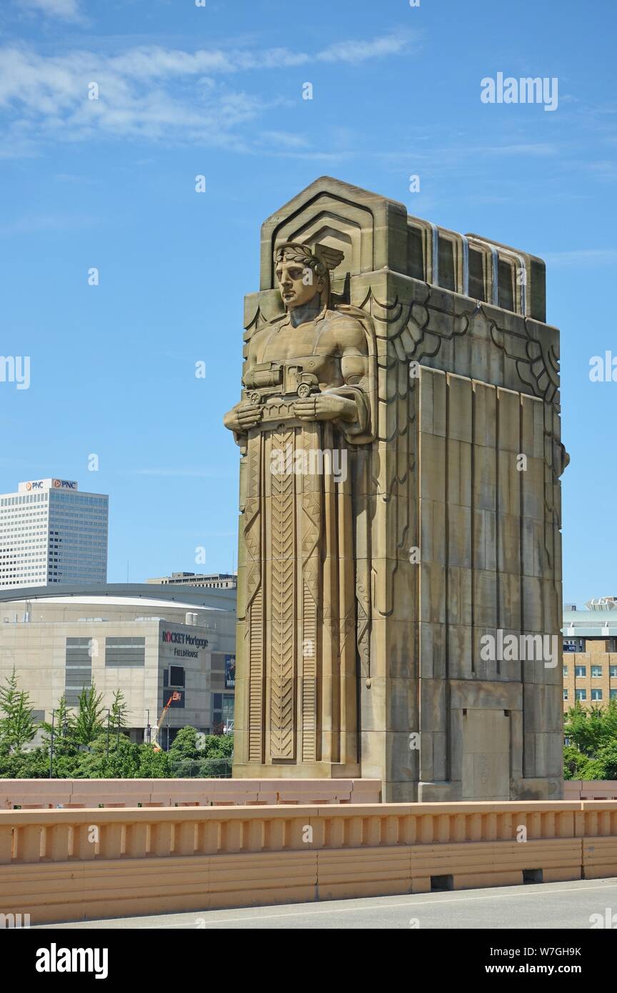 CLEVELAND, OH -23 JUN 2019- View of the Hope Memorial Bridge (Lorain ...