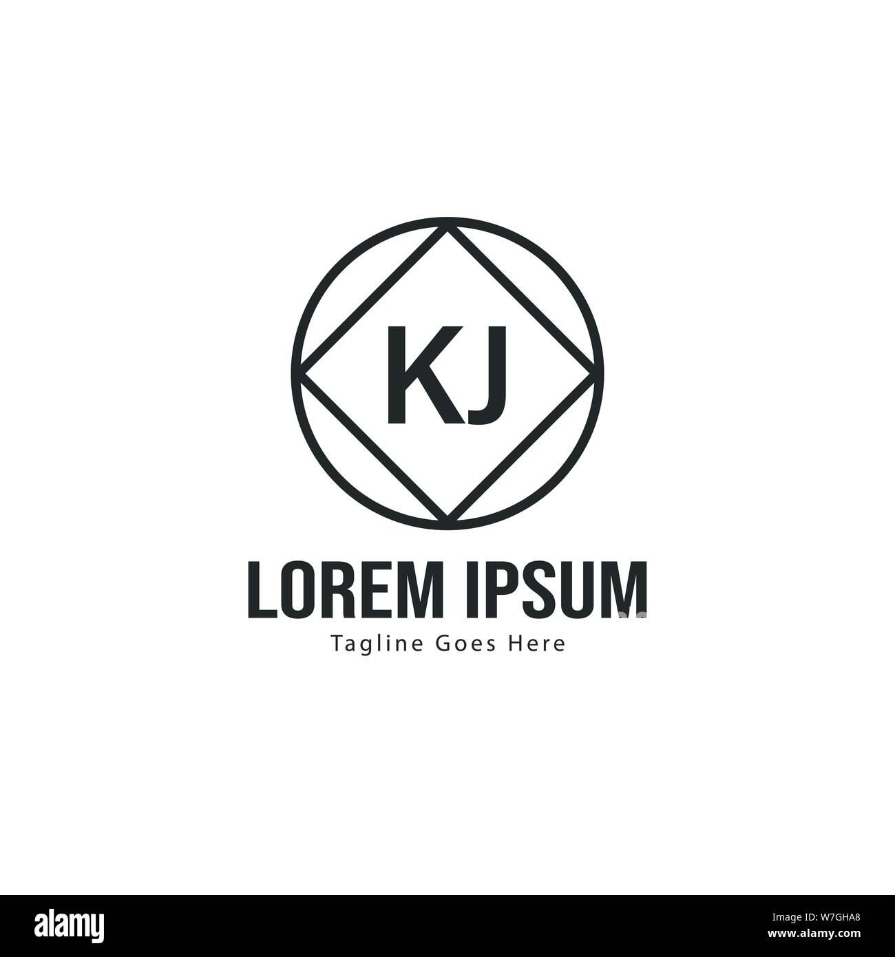 Initial KJ logo template with modern frame. Minimalist KJ letter logo ...