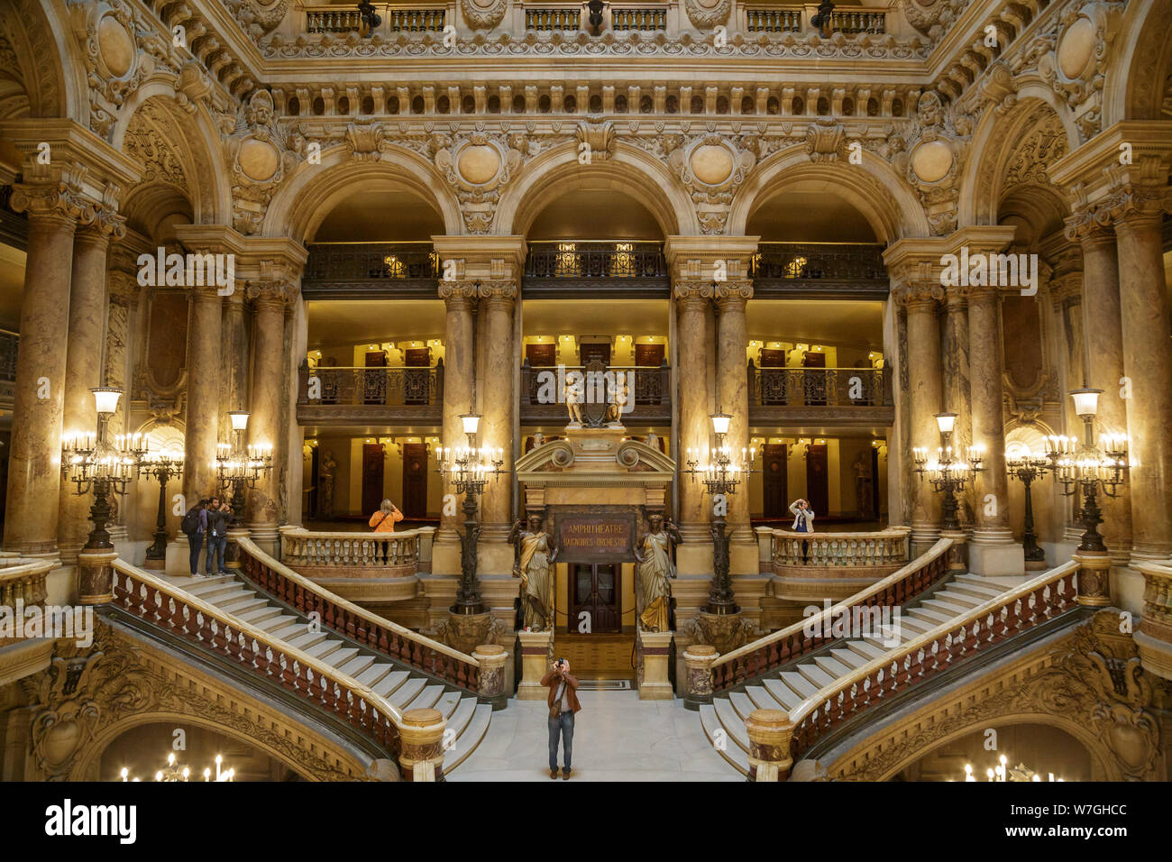 Paris, France, March 31 2017: Interior view of the Opera National de ...