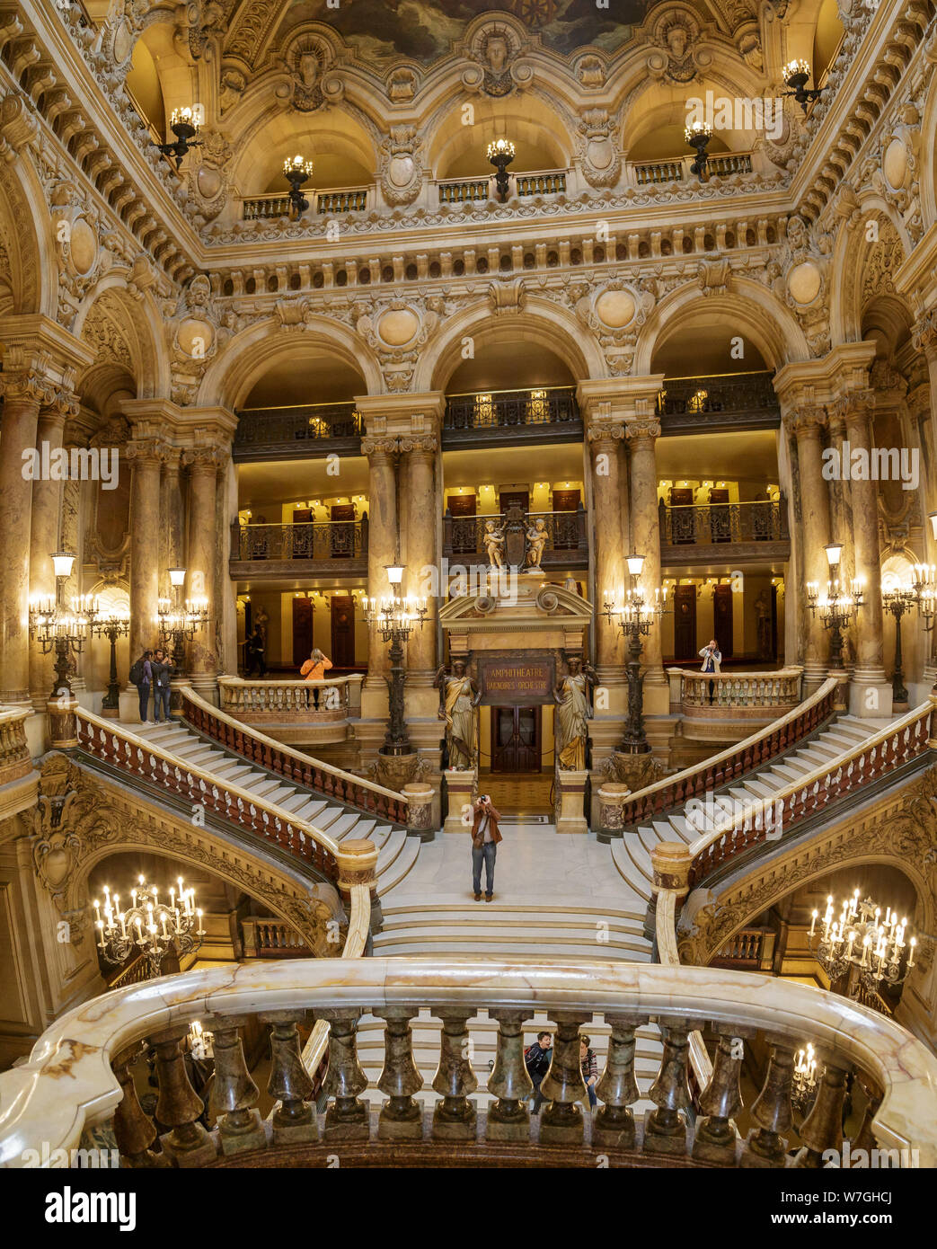 Paris, France, March 31 2017: Interior view of the Opera National de ...