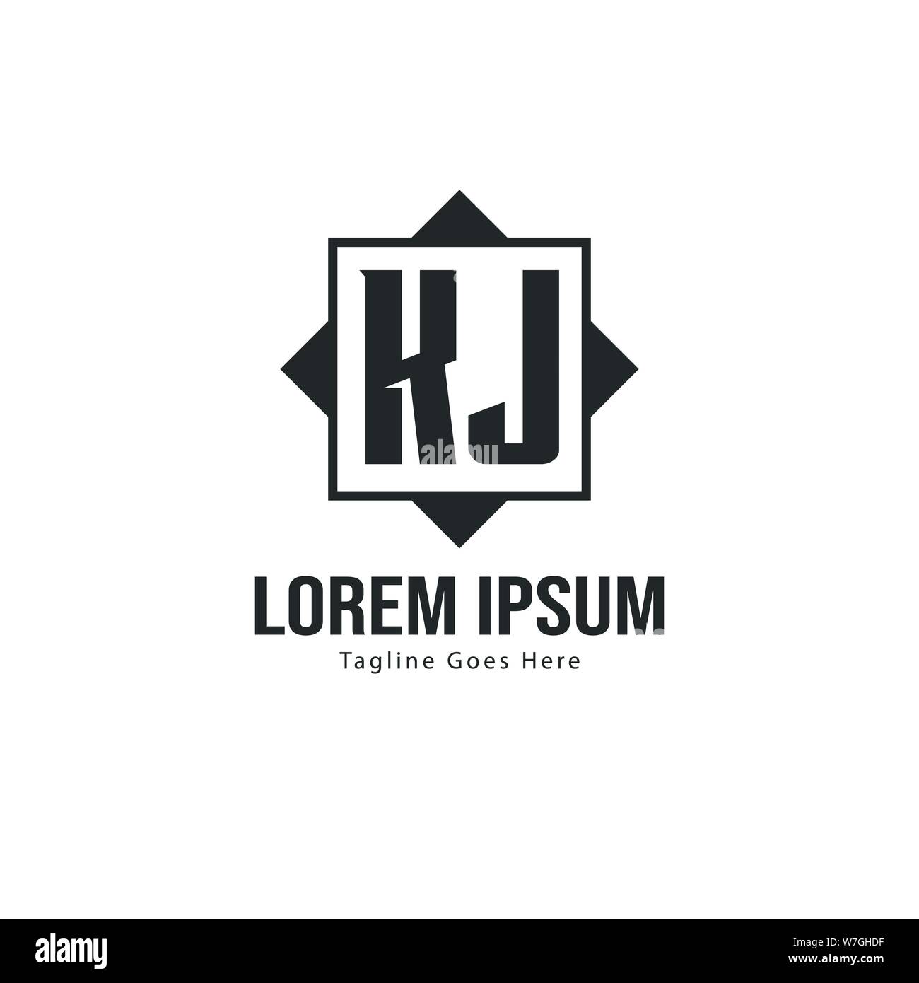 Initial KJ logo template with modern frame. Minimalist KJ letter logo ...