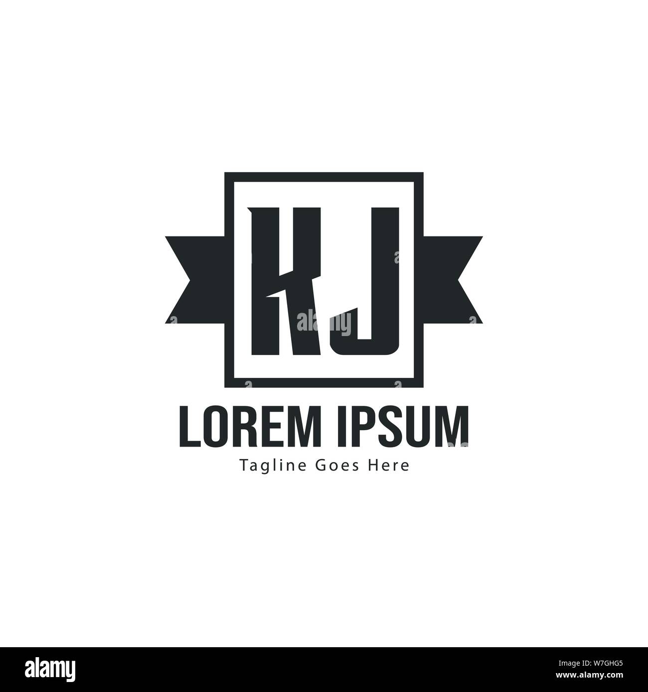 Initial KJ logo template with modern frame. Minimalist KJ letter logo ...