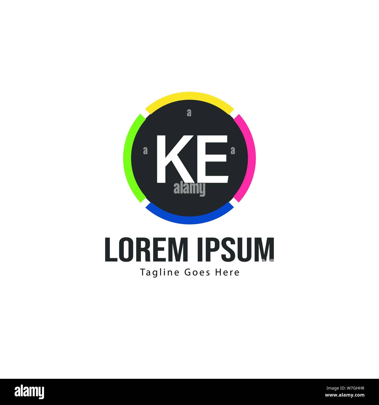 Initial KE logo template with modern frame. Minimalist KE letter logo ...