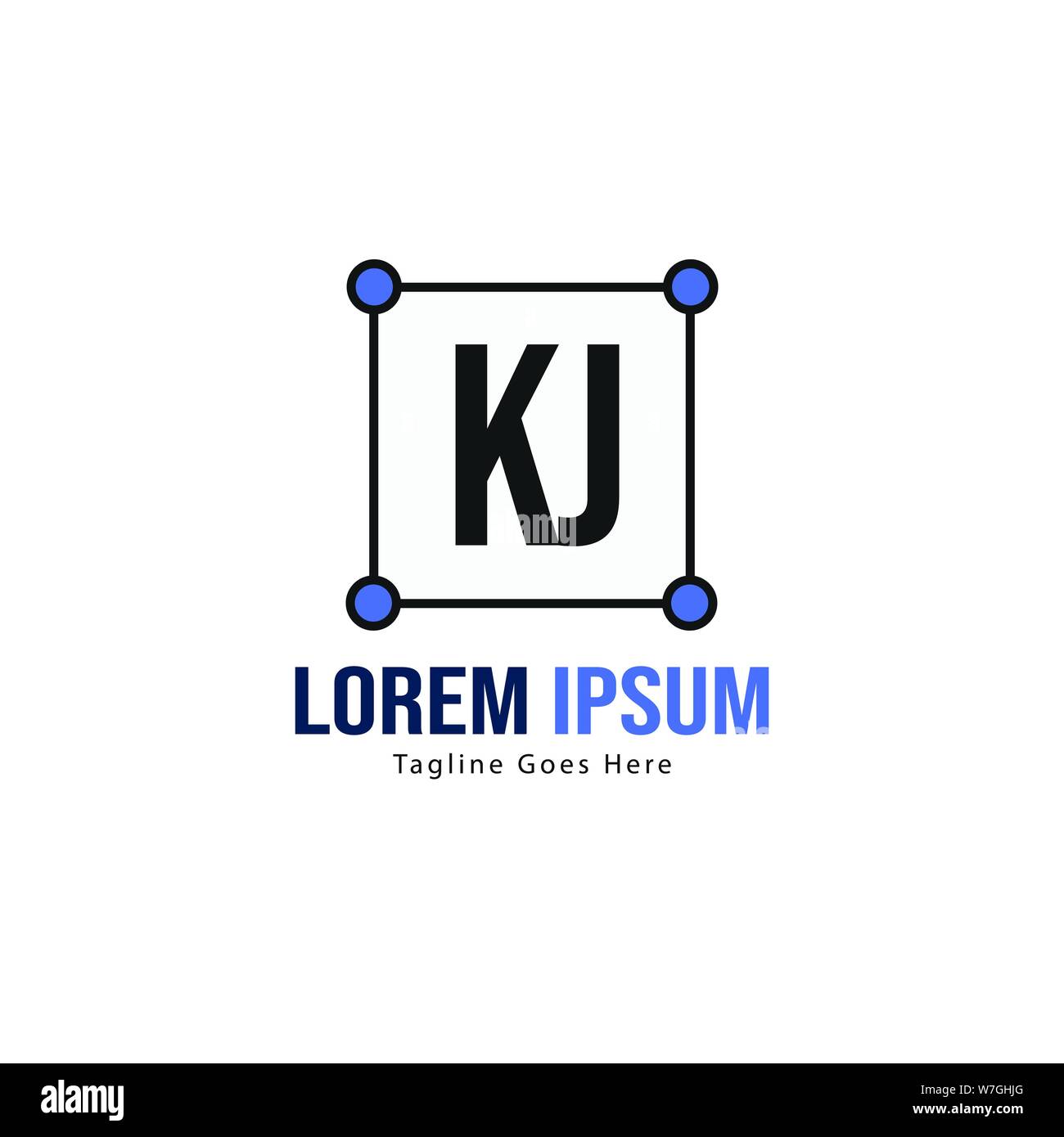 Initial KJ logo template with modern frame. Minimalist KJ letter logo ...