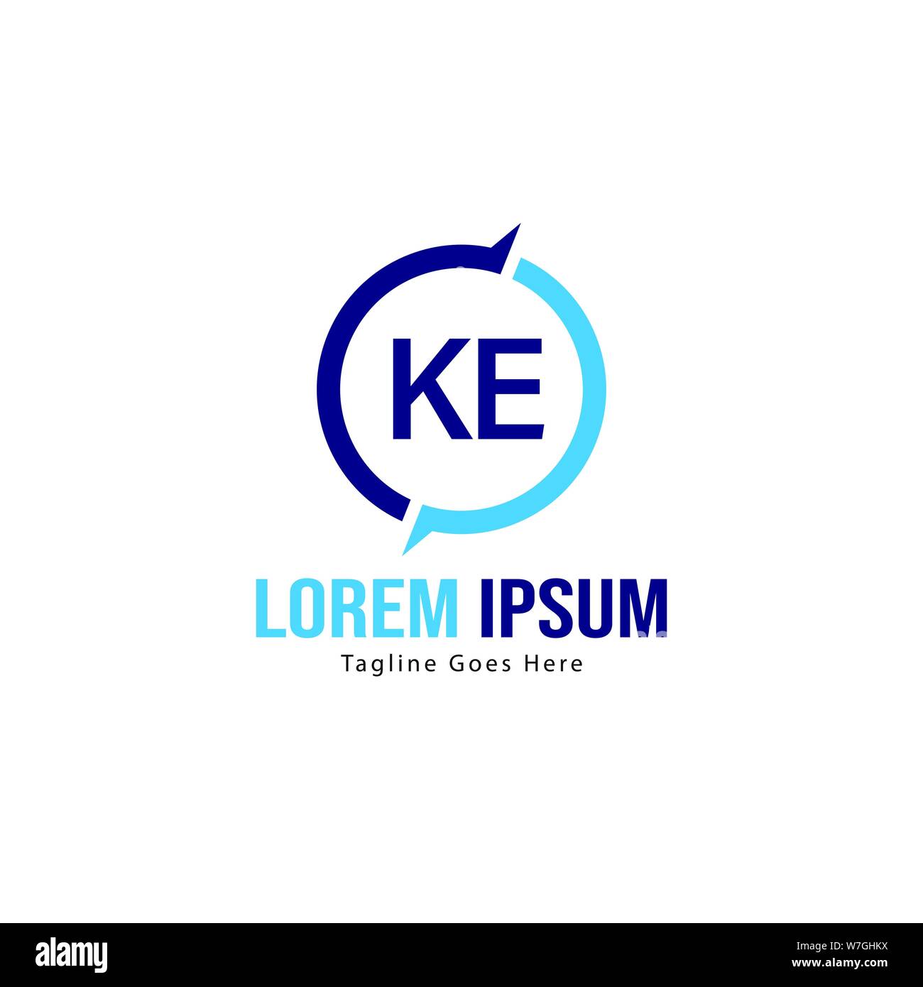 Initial KE logo template with modern frame. Minimalist KE letter logo ...