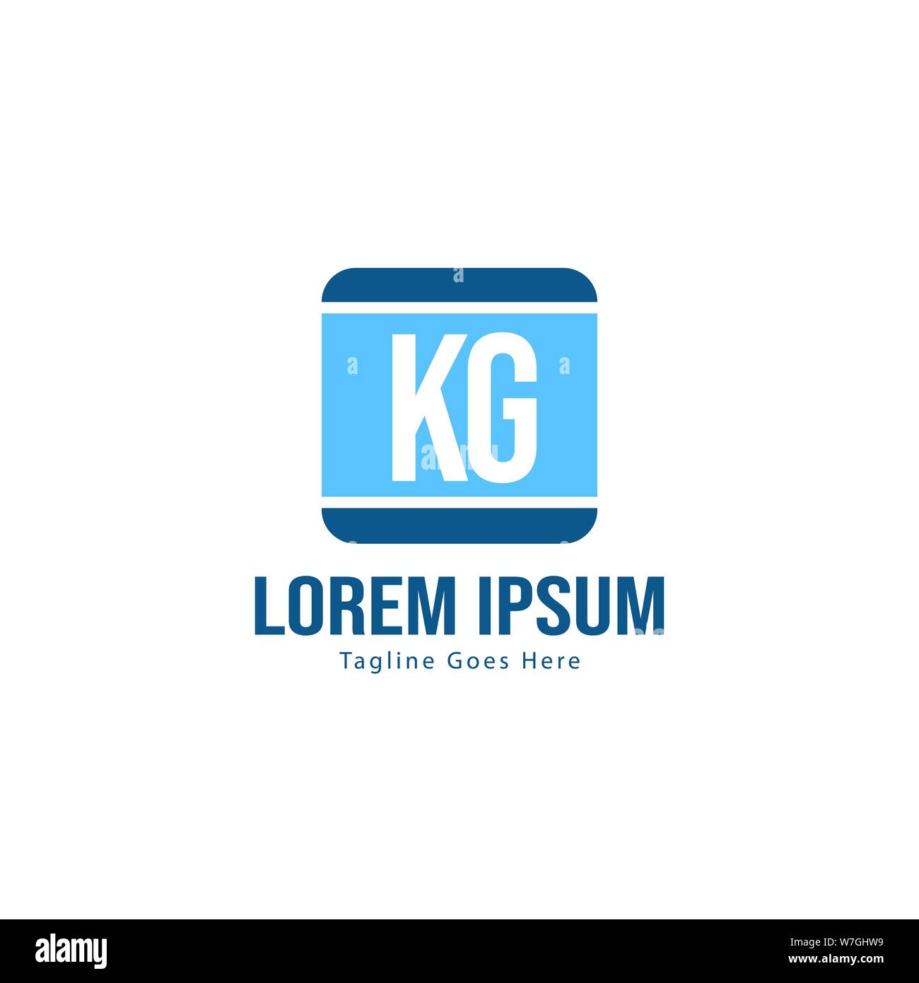 Initial KG logo template with modern frame. Minimalist KG letter logo ...