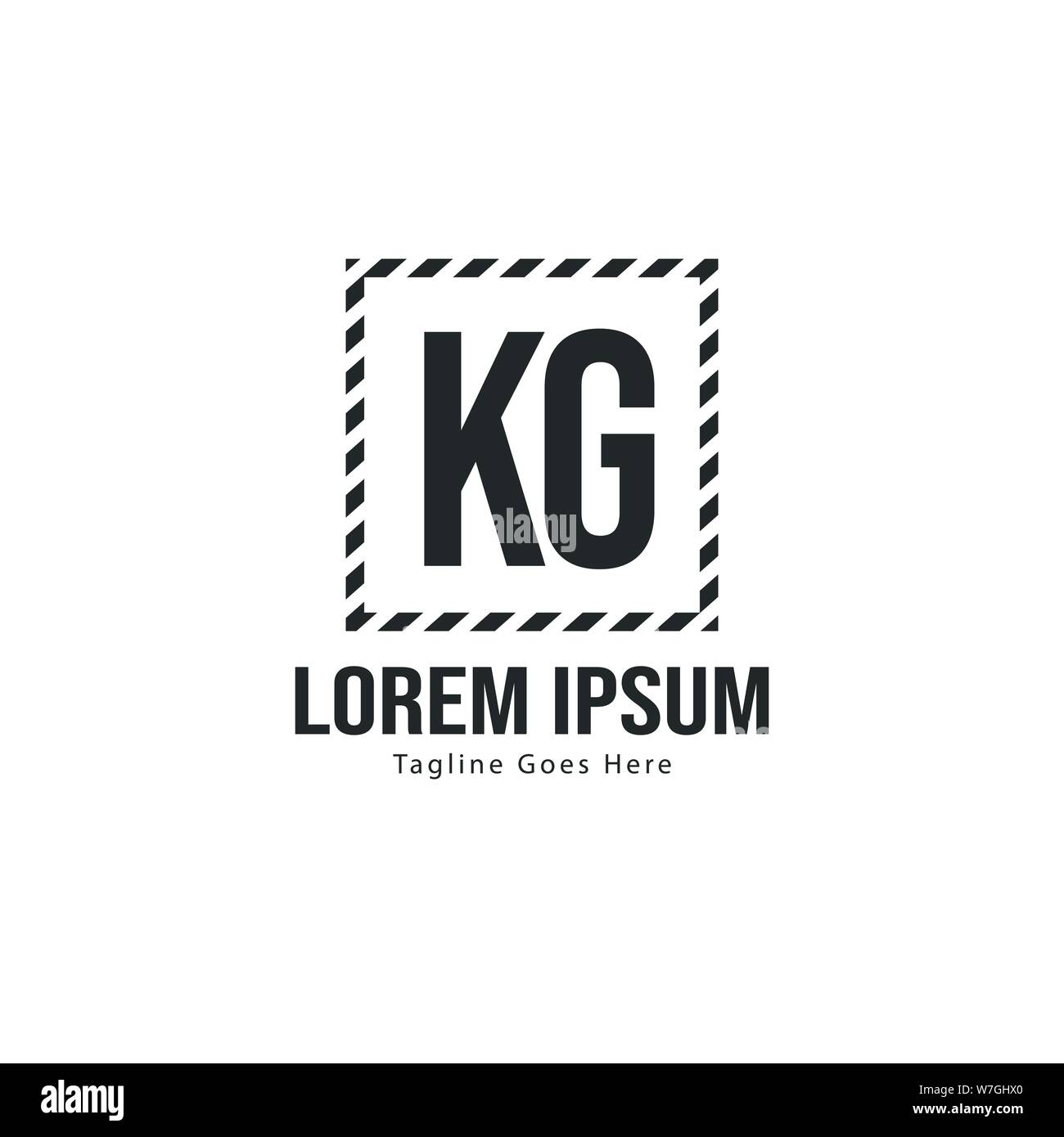 Initial KG logo template with modern frame. Minimalist KG letter logo ...