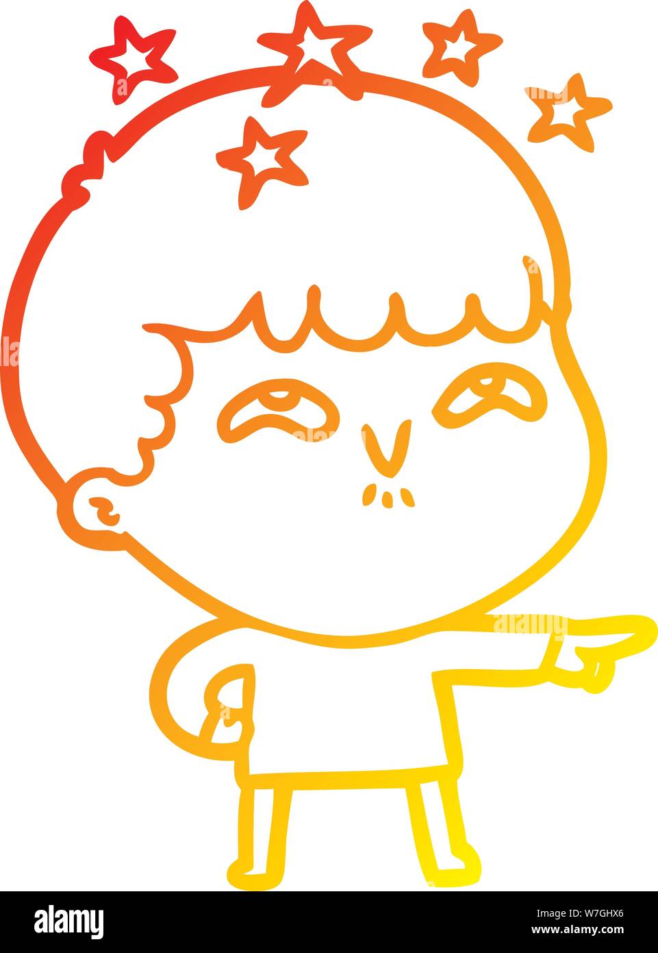 warm gradient line drawing of a cartoon amazed boy Stock Vector Image ...