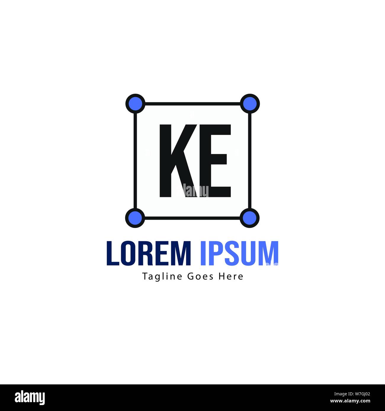 Initial KE logo template with modern frame. Minimalist KE letter logo ...