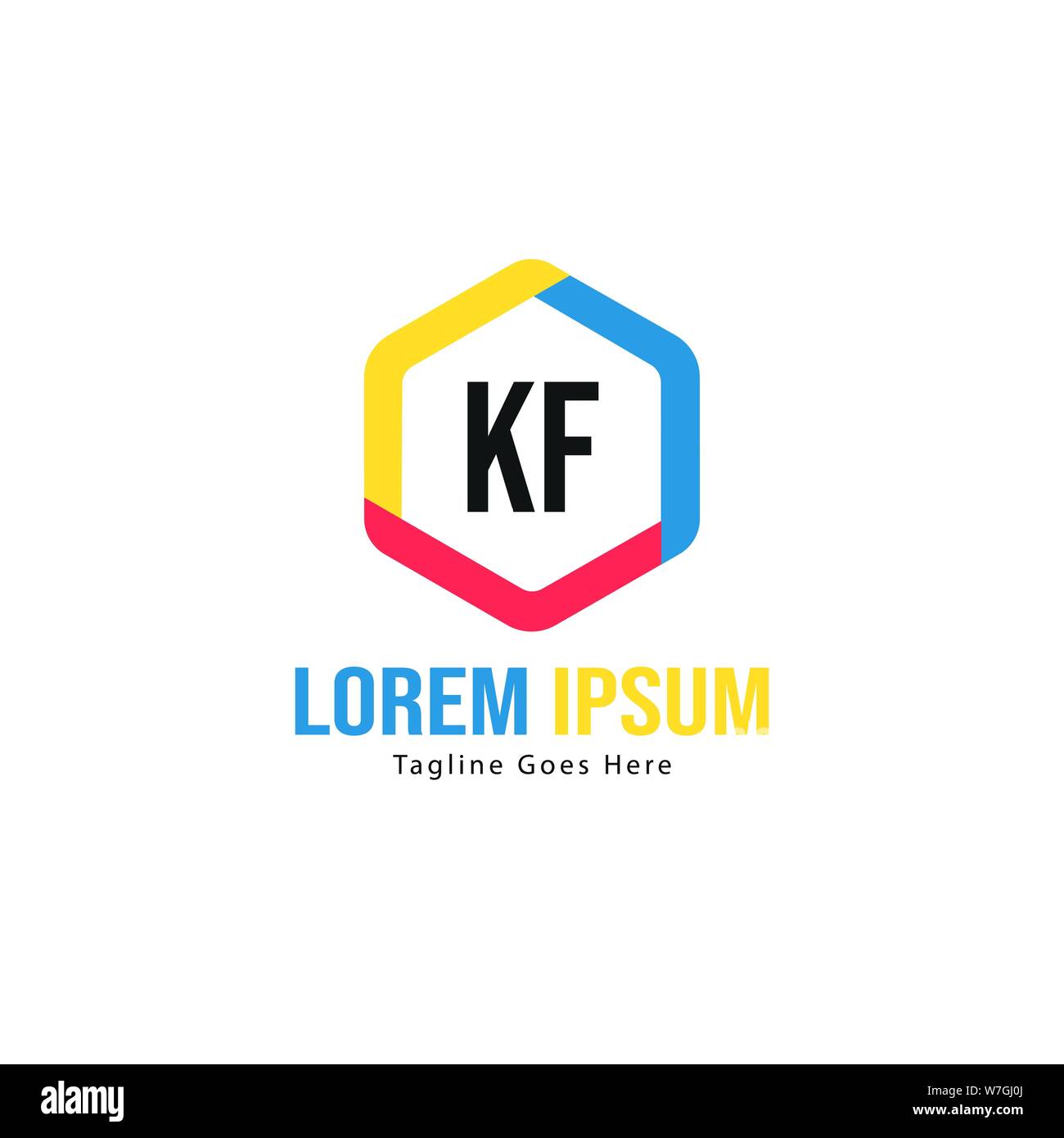 Initial KF logo template with modern frame. Minimalist KF letter logo ...