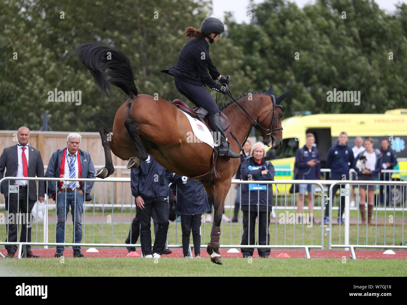 Belarus' Volha Silkina on Insey during the riding phase of the mixed ...