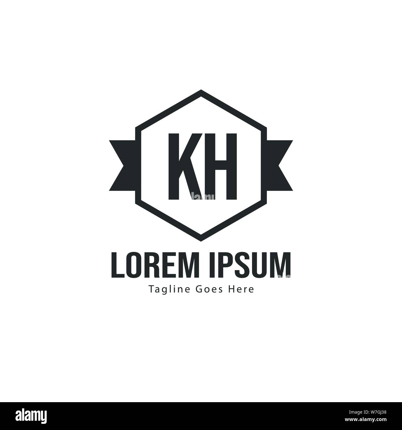 Initial KH logo template with modern frame. Minimalist KH letter logo vector illustration design ...