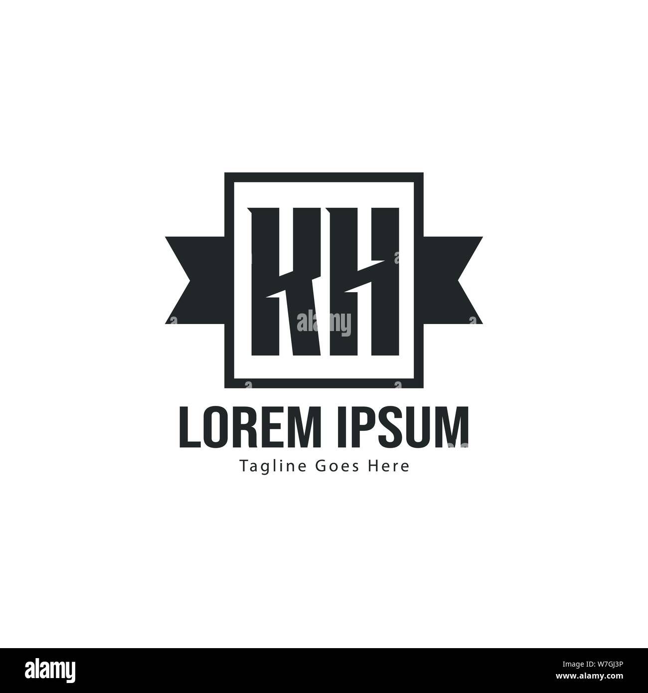 Initial KH logo template with modern frame. Minimalist KH letter logo ...