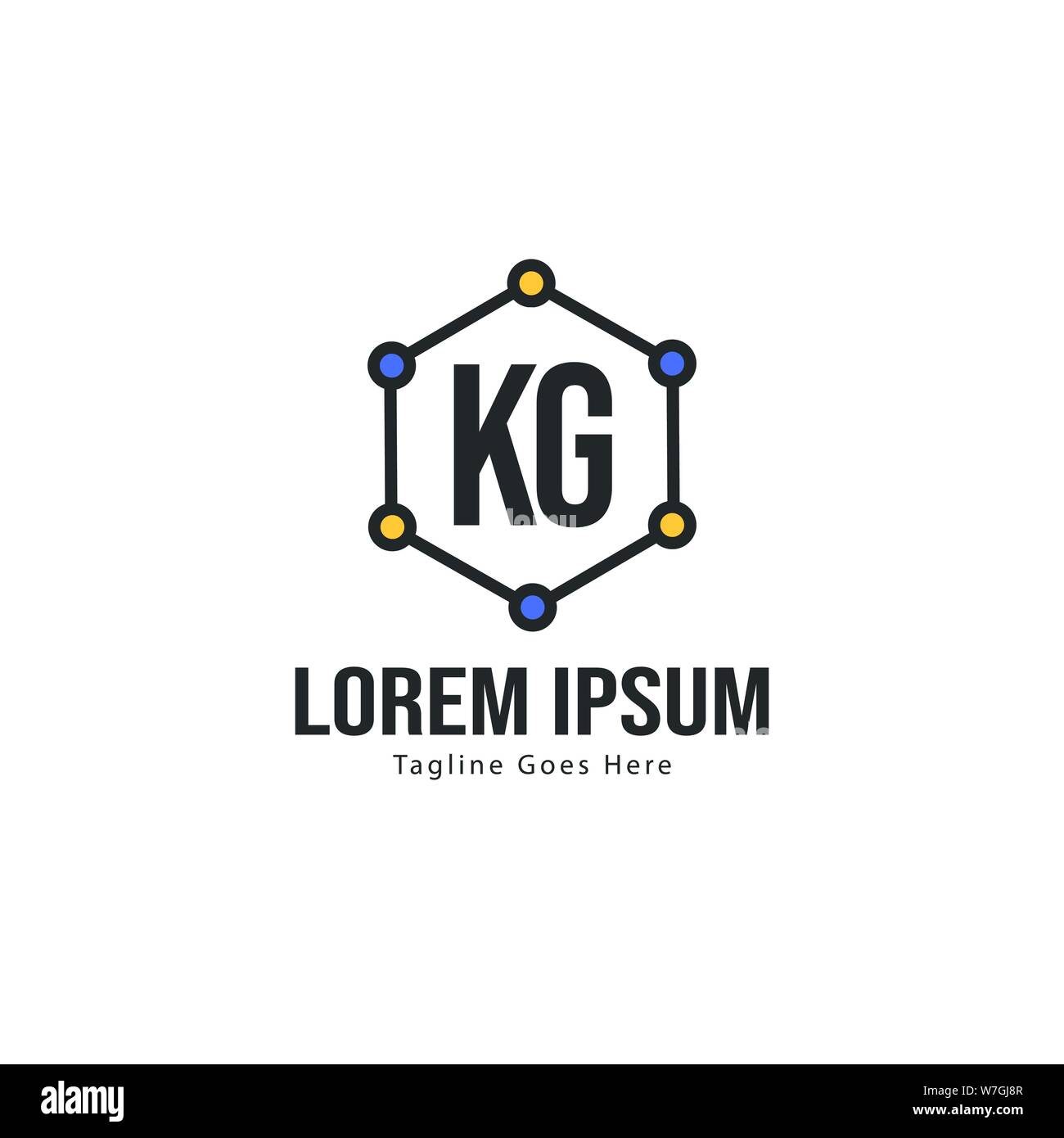 Initial KG logo template with modern frame. Minimalist KG letter logo ...