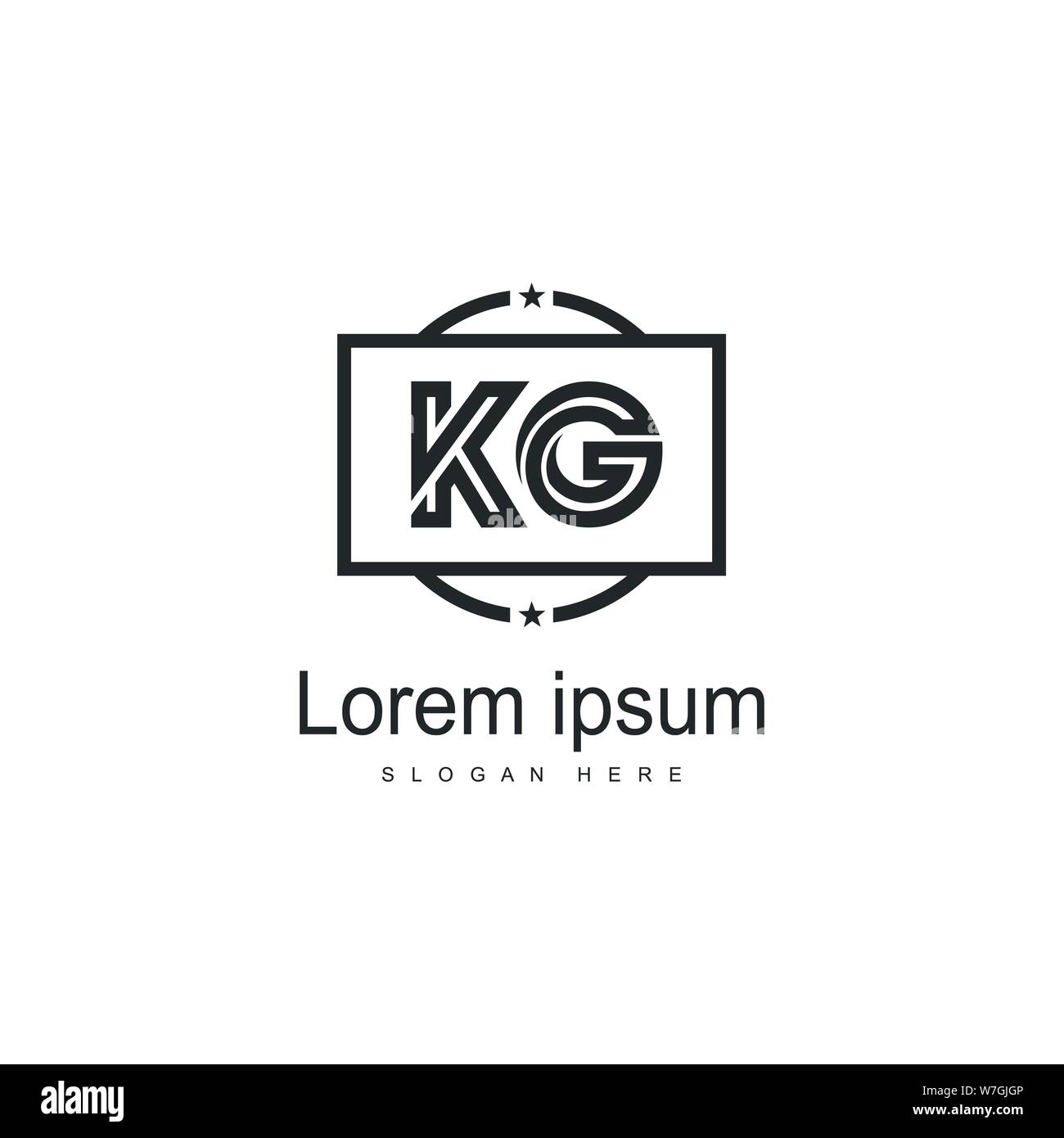 Initial KG logo template with modern frame. Minimalist KG letter logo ...