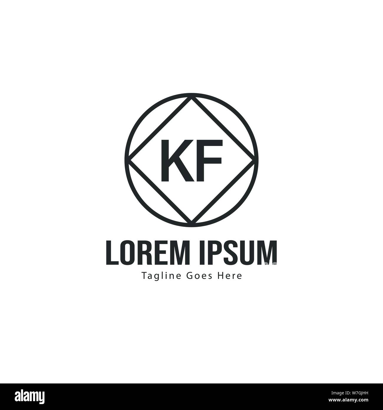 Initial KF logo template with modern frame. Minimalist KF letter logo ...