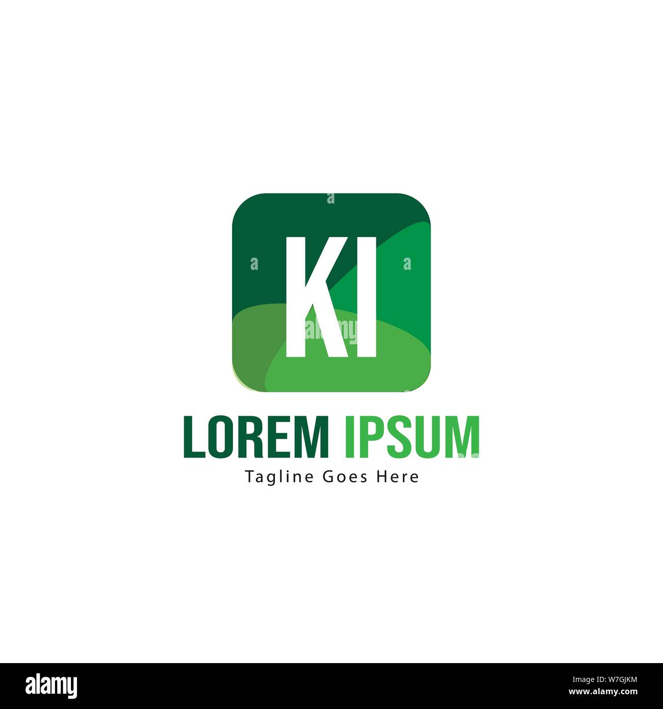 Initial KI logo template with modern frame. Minimalist KI letter logo ...